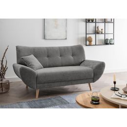 Polstergarnitur Home Affaire, H:82cm T:87cm, grau, 100% Polyester, Sitzm&ouml;bel-Sets, "Basta"