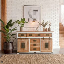 Sideboard Mango 150x45x90 wei&szlig; lackiert RAILWAY #519
