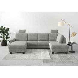 Wohnlandschaft Home Affaire, B:314cm H:91cm T:170cm, silber, 100% Polyester, Sofas, "Summer U-Form", mit oder ohne Schlaffunktion und Bettkasten,
