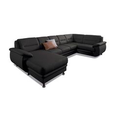 Sit & More Wohnlandschaft SIT & MORE, B:312cm H:85cm T:179cm, schwarz, NaturLEDER (echtes Rindleder)/Korpus passendes Kunstleder Softlux;Luxus-Microfaser Altara