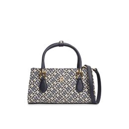 Tommy Hilfiger Damen Henkeltasche "TH GRACE MINI SATCHEL JACQUARD", blau, Lederimitat, Textil, Taschen, Damen Umh&auml;ngetasche, Handtasche mit edler