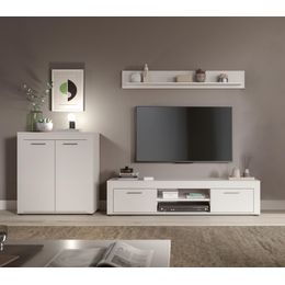 Wohnwand OTTO HOME, B:255cm H:159cm T:40cm, wei&szlig;, Holzwerkstoff, Wohnzimmer, Kastenm&ouml;bel-Sets, "AOSTA, Breite 255cm, 3-teilige Wohn-Kombination",