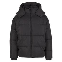 Urban Classics Herren Winterjacke "Urban Classics Puffer Jacket With Flap Hood", schwarz, Gr. S, mehrfarbig, 100% Polyester, Jacken