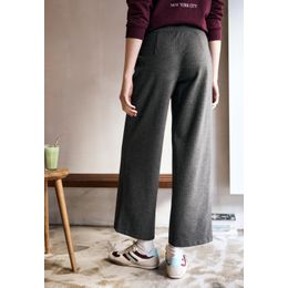 Damen Culotte, grau, Gr. 42, STREET ONE STUDIO, unifarben, Stoff, 67% Polyester, 28% Viskose, 5% Elasthan, Hosen, mit Nadelstreifenmuster