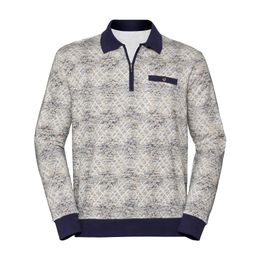 Marco Donati Herren Poloshirt "Langarm-Poloshirt", blau, Gr. 48, gemustert, mehrfarbig, 100% Baumwolle, Kragen und &Auml;rmelabschluss:95% Baumwolle, 5%