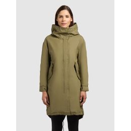 Khujo Damen Kurzmantel "NELE", gr&uuml;n, Gr. S, unifarben, Canvas, 100% Baumwolle, M&auml;ntel