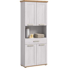 Hochschrank Welltime, B:74cm H:187cm T:34cm, wei&szlig;, FSC-zertifizierter Holzwerkstoff, Badezimmer, Schr&auml;nke, "COSENZA, H&ouml;he 187cm, 4 T&uuml;ren, 1