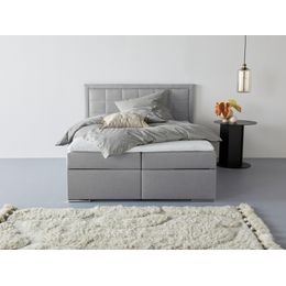 Boxbett Collection AB, B:153cm L:206cm, grau, Holzwerkstoff, Komplettbetten, ""Athena" wahlweise mit Bettkasten", inkl. Topper bei Ausf&uuml;hrung mit