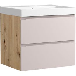 Waschtisch Welltime, B:60cm H:58,5cm T:46cm, rosa, Badezimmer, Waschtische, "CABO, Waschtisch", Kaschmir, griffloses Design