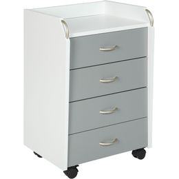 Rollcontainer Inter Link, B:40cm H:65cm T:36cm, grau, Holzwerkstoff, B&uuml;ro, Rollwagen, "Pronti 4 Schubladen, B&uuml;ro & Homeoffice Stauraum, B&uuml;rocontainer