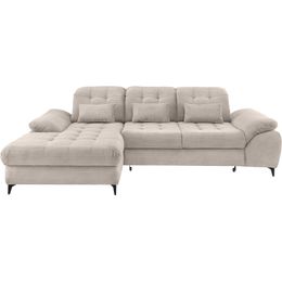 Ecksofa OTTO HOME, B:255cm H:94cm T:189cm, beige, 93% Polyester, 7% Polyamid, Wohnzimmer, Sofas, "Lazio modern und bequem, schmale Armlehnen, tolle
