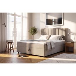 Boxbett OTTO HOME, B:142cm L:210cm, grau, Komplettbetten, "HAILEYY, Polsterbett mit Bettkasten, inkl. Taschenfederkernmatratze H3", mit