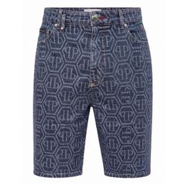 Philipp Plein Herren Shorts "Monogram", blau, Gr. 30, Stoff: 99% Baumwolle, 1% Elasthan. Futter: 65% Polyester, 35% Baumwolle, Hosen