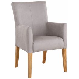 Armlehnstuhl Home Affaire, B:60cm H:92cm T:65cm, grau, Polyester, Esszimmer, St&uuml;hle, "King", Esszimmerstuhl mit bequemer Polsterung, Esszimmersessel