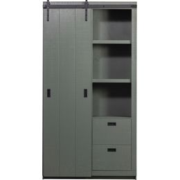 Vitrine Woood, B:122cm H:230cm T:37cm, grau, Holzwerkstoff, Schr&auml;nke, "Slide Barn FSC-Kiefernholz bands&auml;gerauh, H 230 x B 122 x T 37 cm",
