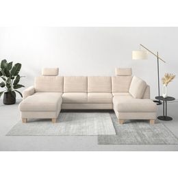 Wohnlandschaft OTTO HOME, B:314cm H:91cm T:170cm, beige, 100% Polyester, Sofas, "Summer U-Form", mit oder ohne Schlaffunktion und Bettkasten,