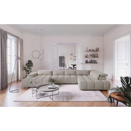 Wohnlandschaft COTTA, B:409cm H:73cm T:225cm, beige, 100% Polyester, Sofas, "Orion U-Form XXL, B: 409 cm, bequeme Wellenunterfederung, top modern",