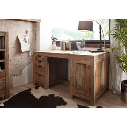 Schreibtisch Sheesham 150x75x78 grau ge&ouml;lt NATURE GREY #70