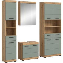 Badm&ouml;bel-Set Welltime, B:186cm H:191cm T:34cm, gr&uuml;n, Holzwerkstoff, MDF, Kastenm&ouml;bel-Sets, "SIENA, 4 teilig, bestehend aus:", Hochschrank schmal,