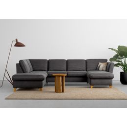 Wohnlandschaft Home Affaire, B:307cm H:86cm T:213cm, grau, 100% Polyester, Sofas, "Trelleborg U-Form", optional Schlaffunktion und Bettkasten, inkl.
