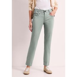 Street One Damen Stoffhose, gr&uuml;n, Gr. 42, unifarben, Web, 97% Baumwolle, 3% Elasthan, Hosen, aus Baumwolle mit Stretchanteil