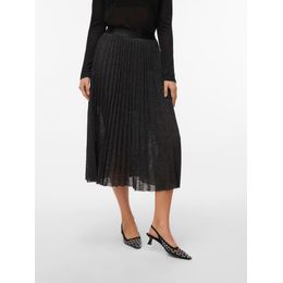 V&eacute;ro Moda VERO MODA Damen Plisseerock "VMHENLEY MW 7/8 SKIRT JRS BTQ", schwarz, Gr. L, Glitzermuster, Jersey, Obermaterial: 95% Polyester, 5% Elasthan, R&ouml;cke