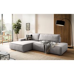 Ecksofa OTTO HOME, B:275cm H:85cm T:167cm, silber, 100% Polyester, Wohnzimmer, Sofas, "SHERWOOD Leinenoptik Schlafsofa in L-Form offen (275cm)",