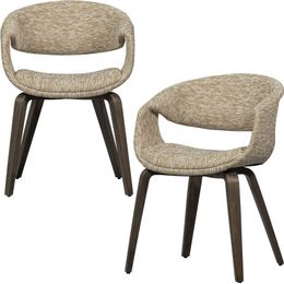 Esszimmerstuhl Woood, B:57cm H:78cm T:57cm, beige, Holzwerkstoff, St&uuml;hle, "Yossi mit Gewebtem Bezug und Holzgestell B57 x T57 x H78 cm (2er-Set)",