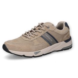Camel Active Herren Sneaker, Gr. 45, beige, Leder, Synthetik, Textil, Schuhe, Schn&uuml;rschuh, Freizeitschuh, Halbschuh mit Logoverzierung