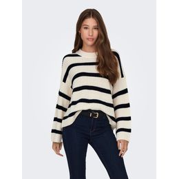 Jacqueline de Yong JDY Damen Strickpullover "JDYJUSTY L/S STRIPE PULLOVER KNT NOOS", schwarz, Gr. XL, gestreift, Strick, Obermaterial: 100% Polyacryl, Pullover