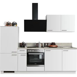 K&uuml;chenzeile KOCHSTATION, B:260cm T:60cm, wei&szlig;, Komplettk&uuml;chen-Sets, "KS-Scafa, mit h&ouml;henverstellbaren F&uuml;&szlig;en", vormontiert, wahlweise mit E-Ger&auml;ten,