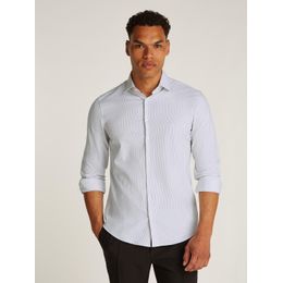 Calvin Klein Herren Businesshemd "BUSINESS STRIPE SLIM SHIRT", wei&szlig;, Gr. 45, unifarben, Web, Obermaterial: 98% Baumwolle, 2% Elasthan, Hemden, mit