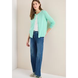 Cecil Damen Cardigan, gr&uuml;n, Gr. XXL, unifarben, Web, 60% Baumwolle, 40% Viskose, Strickjacken, mit Rundhalsausschnitt