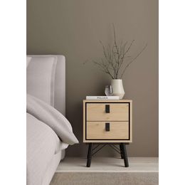 Nachttisch Home Affaire, B:43,3cm H:59,6cm T:40,1cm, braun, Schlafzimmer, Tische, "RY", mit 2 Schubladen, Vollholzbeine, H&ouml;he 60 cm
