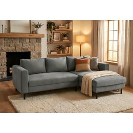 Ecksofa Trendmanufaktur, B:232cm H:81cm T:161cm, grau, Wohnzimmer, Sofas, "Amazing II, wahlw. mit Schlaffunktion & Bettkasten, Fu&szlig; schwarz",