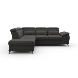 Sit & More Ecksofa SIT & MORE, B:274cm H:87cm T:230cm, grau, 100% Polyester, Wohnzimmer, Sofas, "Cabrio L-Form, B: 274 cm, mit Sitztiefen-, Arm- &