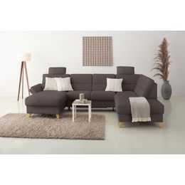 Wohnlandschaft OTTO HOME, B:303cm H:90cm T:213cm, braun, 100% Polyester, Sofas, "Westerland U-Form", Federkern, wahlweise Schlaffunktion, Stauraum