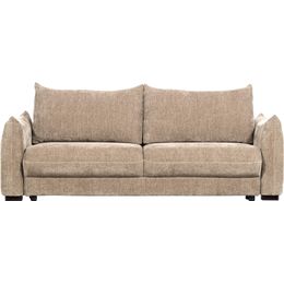 Schlafsofa Woood, B:233cm H:92cm T:105cm, beige, Wohnzimmer, Sofas, "Jonne Strukturbezug mit Schlaffunktion, H 92 x B 233 x T 105 cm", Tragkraft 220