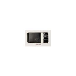 Calvin Klein Herren Geldb&ouml;rse "CK WALLET + BELT", schwarz, Leder, Basic, Kleinlederwaren, Gelb&ouml;rsen Set mit G&uuml;rtel, Portmonnaie mit Logodruck