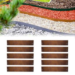 10er Set Rasenkante Cortenstahl 120 cm lang, 13,5 - 18,5 cm hoch, Beeteinfassung, Beetumrandung