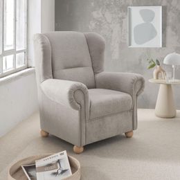 Ohrensessel Home Affaire, B:92cm H:102cm T:89cm, beige, 100% Polyester, Sessel, "Torello Relaxsessel, toller Sitzkomfort, Breite 92cm, hohe