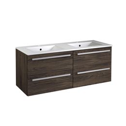 Doppelwaschtisch Welltime, B:121,5cm H:50cm T:46cm, braun, Badezimmer, Waschtische, "Serena, Waschbeckenunterschrank inkl. Waschbecken, Badm&ouml;bel"