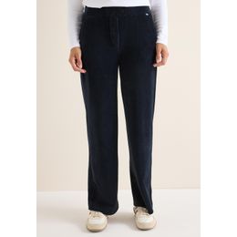 Cecil Damen Cordhose, blau, Gr. XXL, unifarben, Cord, 65% Baumwolle, 33% Polyester, 2% Elasthan, Hosen, High Waist