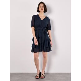 Apricot Damen Minikleid "Mini-Kleid aus Chiffon mit Strassverzierung", blau, Gr. 34, uni, Obermaterial: 100% Polyester PES., Kleider