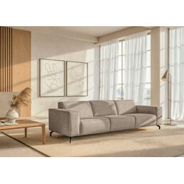 3-Sitzer Home Affaire, B:257cm H:77cm T:93cm, beige, 100% PES, Sofas, "Lorcan 257 cm, weiches Sitzgef&uuml;hl", mit schwarzen Metallf&uuml;&szlig;en, Lederoptik und