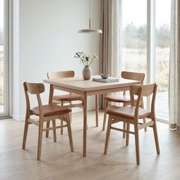Esstisch, B:90cm H:76cm T:90cm, beige, HAMMEL FURNITURE, Tischplatte: Eiche Melamin mit wei&szlig; pigmentierter Eichenkante (Mattlack), Gestell: Eiche
