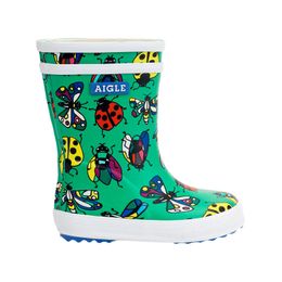 Aigle M&auml;dchen Stiefel "Baby-Flac Theme Insekten", Gr. 19, gr&uuml;n, Obermaterial: 100% Naturkautschuk NaRubber., Schuhe