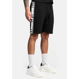 Trueprodigy Herren Shorts "Benjamin Kontraststreifen in wei&szlig; mit Logo", schwarz, Gr. M, Obermaterial: 70% Baumwolle CO. 30% Polyester PES., Hosen
