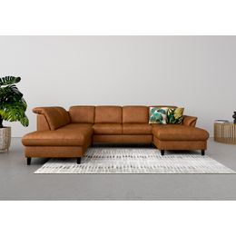 Sit & More Wohnlandschaft SIT & MORE, B:312cm T:224cm, braun, 100% Polyester, Sofas, "Maggiore U-Form", wahlweise mit Kopfteilverstellung, Schlaffunktion und