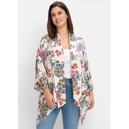 Damen Kaftan, wei&szlig;, Gr. 48, sheego by Joe Browns, gebl&uuml;mt, gemustert, 100% Viskose, Blusen